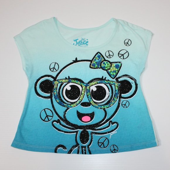 Justice | Shirts & Tops | Justice Girls Monkey Print Ombre Jewel ...